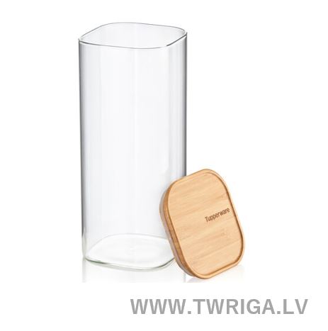 Caurspīdīgs uzglabāšanas stikla trauks ar bambusa vāku, 1,9 l ...